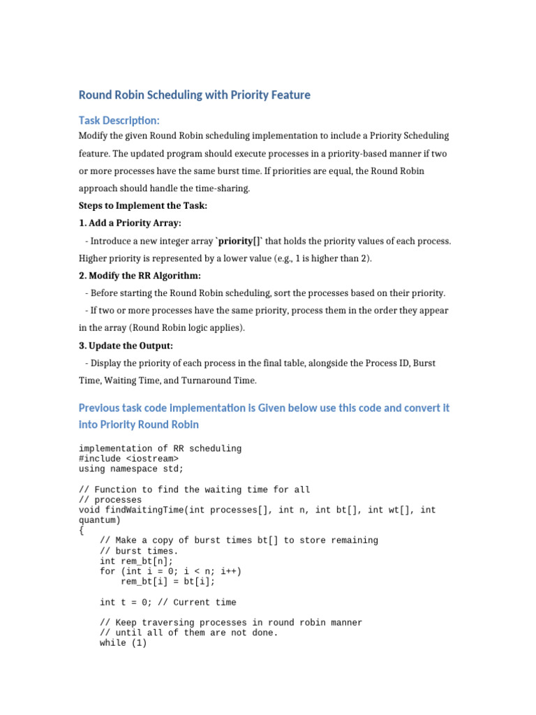 RR Scheduling With Priority | PDF | Integer (Computer Science) | Scheduling (Computing)