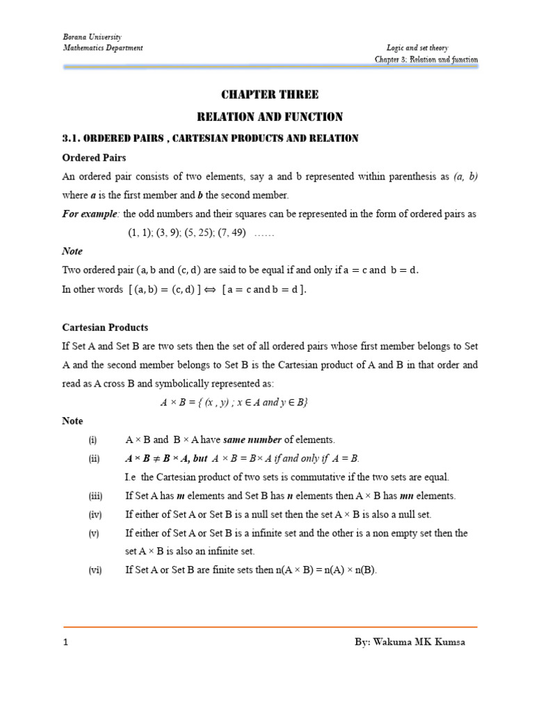 Note On Relation and Ordering Relation (Ch3) | PDF | Function (Mathematics) | Mathematical Analysis