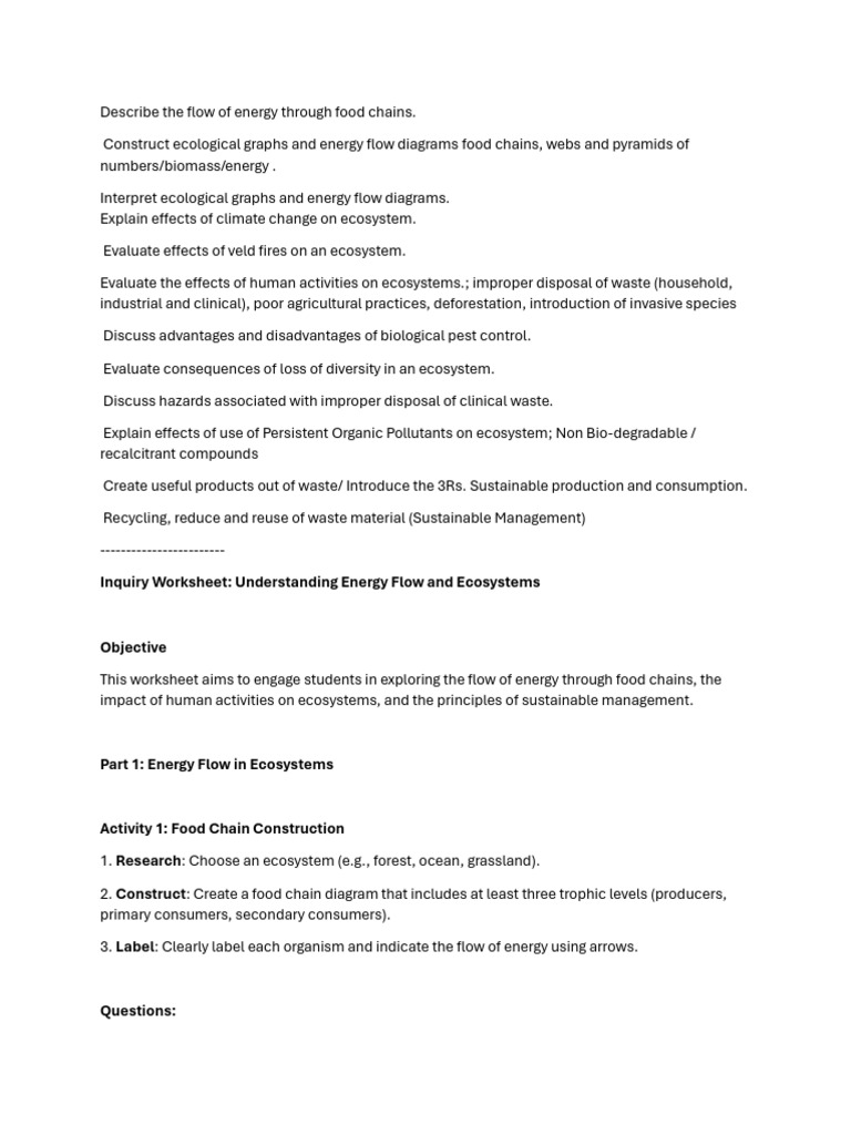 Energy Flow & Ecosystem Impact Guide | PDF | Food Web | Ecosystem