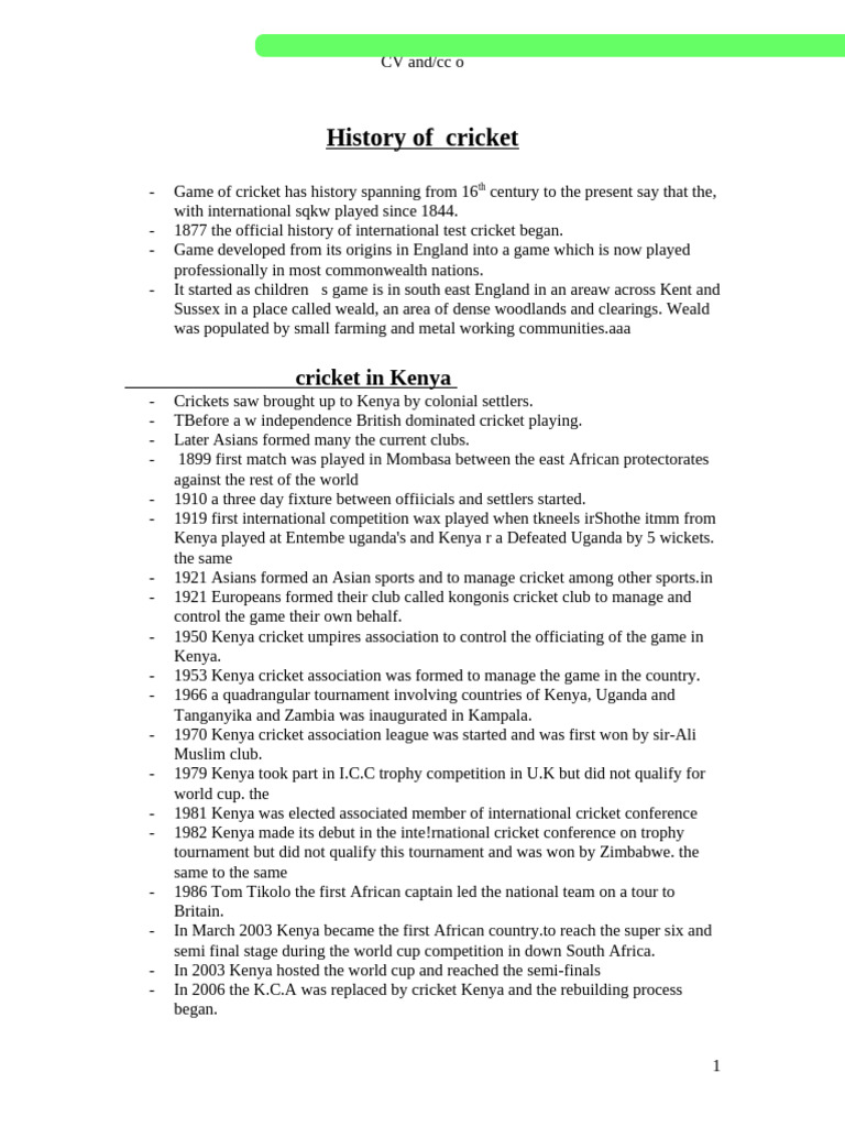 Cricket Notes | PDF | Bowling (Cricket) | Cricket