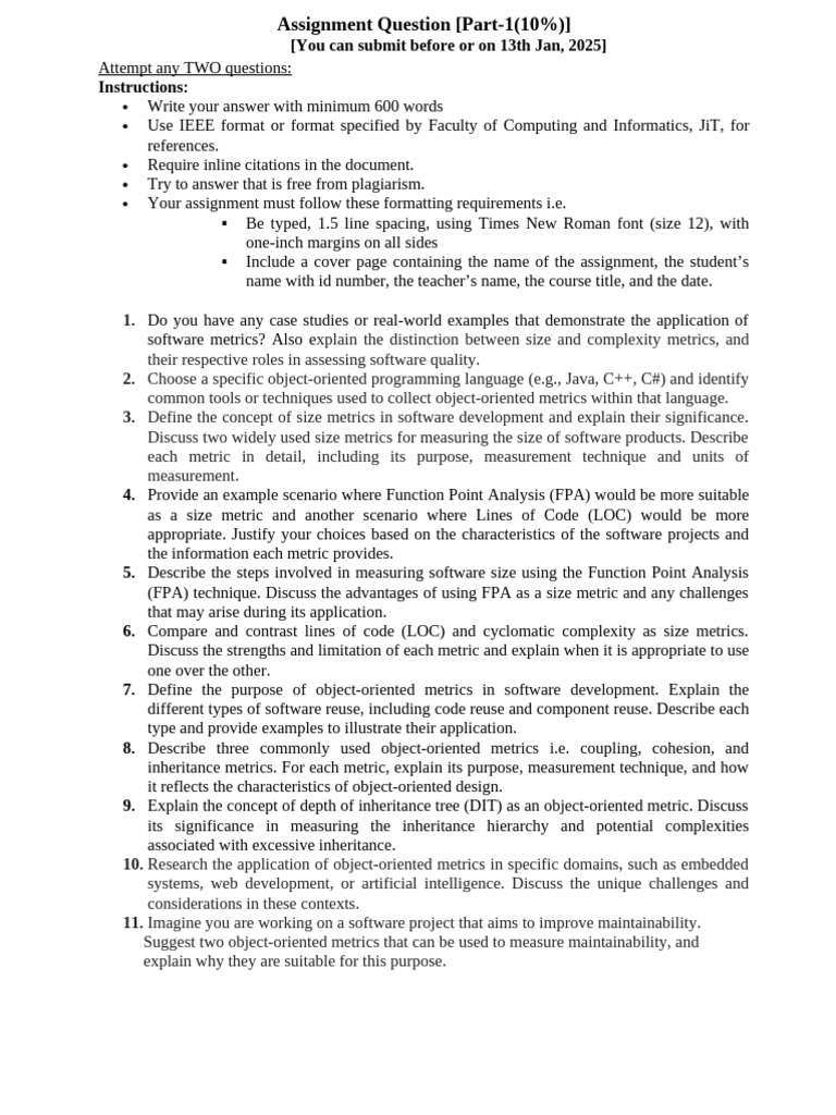 Assignment & Proj-2025 | PDF | Object Oriented Programming | Software