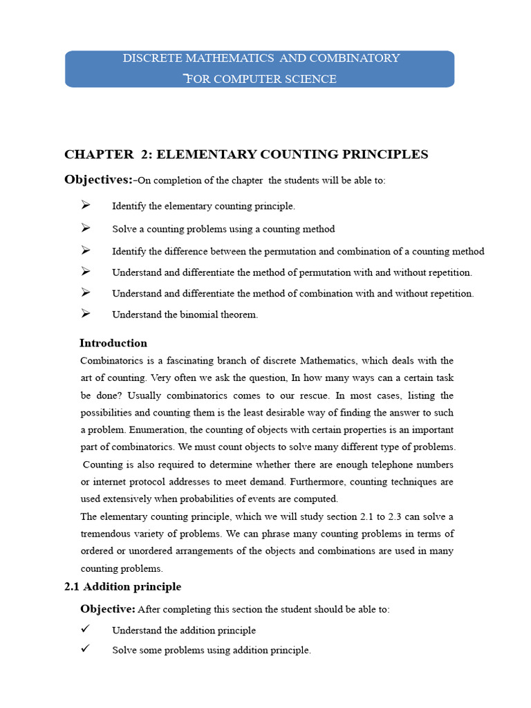 Discrete and Combinatorics - Math 2052-Hand Out | PDF | Set (Mathematics) | Permutation
