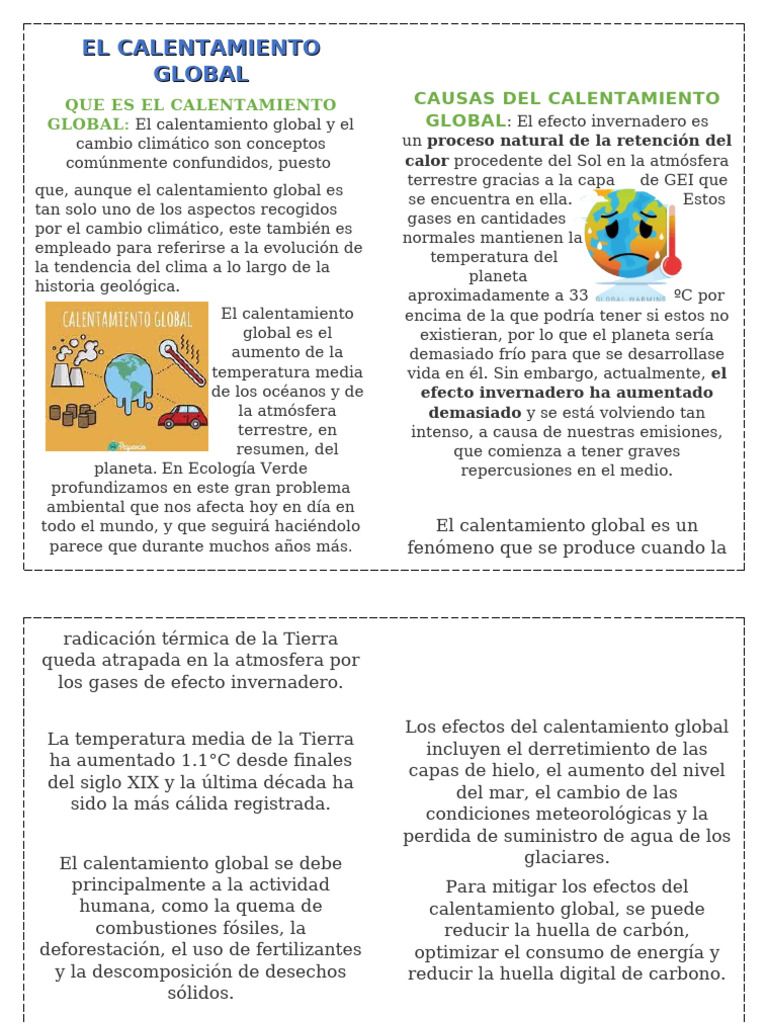 Causas y efectos del calentamiento global | PDF | Cambio climático ...