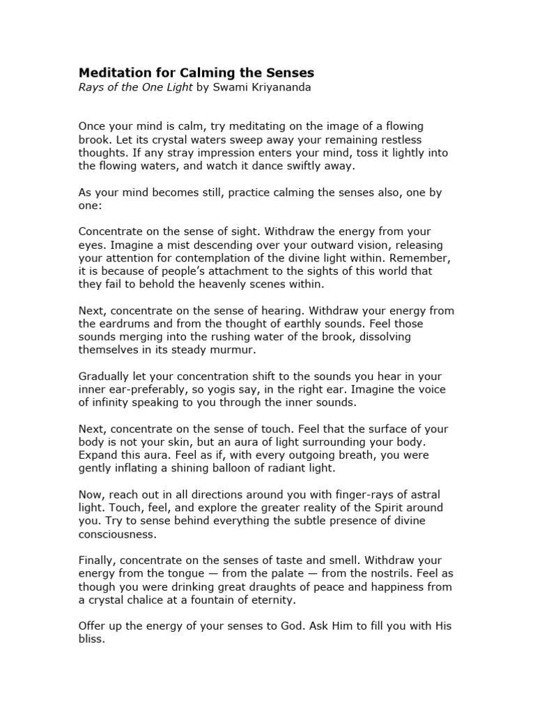 calming-senses-visualization | PDF | Senses | Meditation