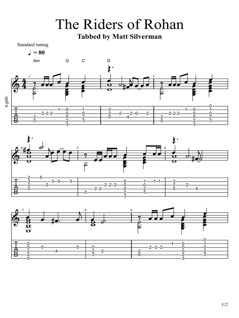 Rohan Theme Guitar Tabs by Matt Silverman | PDF