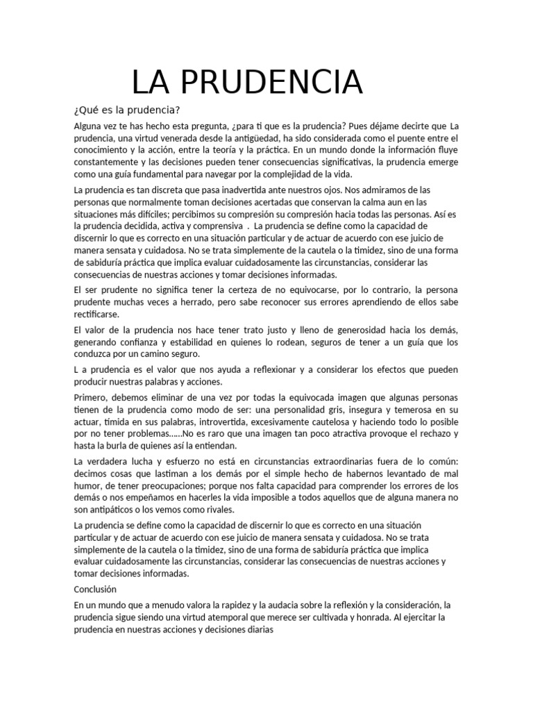 La Importancia de la Prudencia en Decisiones | PDF | Prudencia | Sabiduría