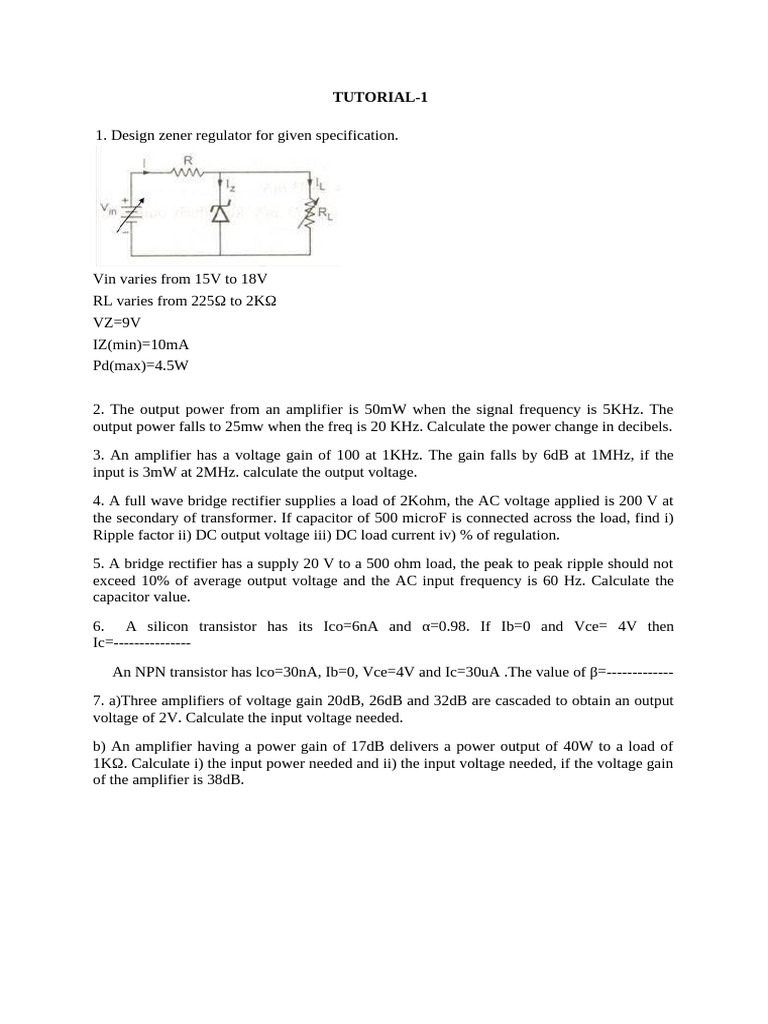 Tutorials 1 EEE | PDF