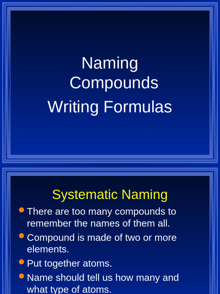 Naming Compounds & Formulas2 | PDF | Ion | Chemical Compounds