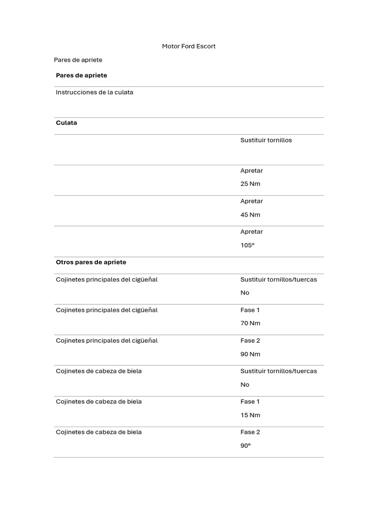 Motor Ford Escort | PDF | Motores | Tecnología del motor