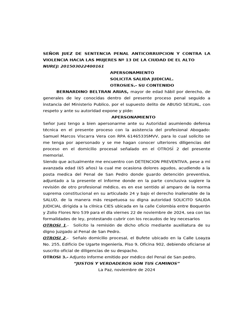 Salida Judicial - Bernardno | PDF