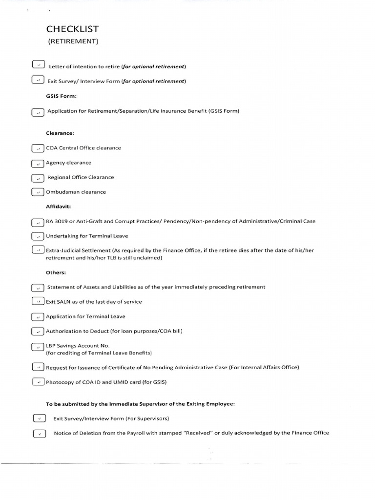 Checklist-of-Requirements-for-Retirement | PDF