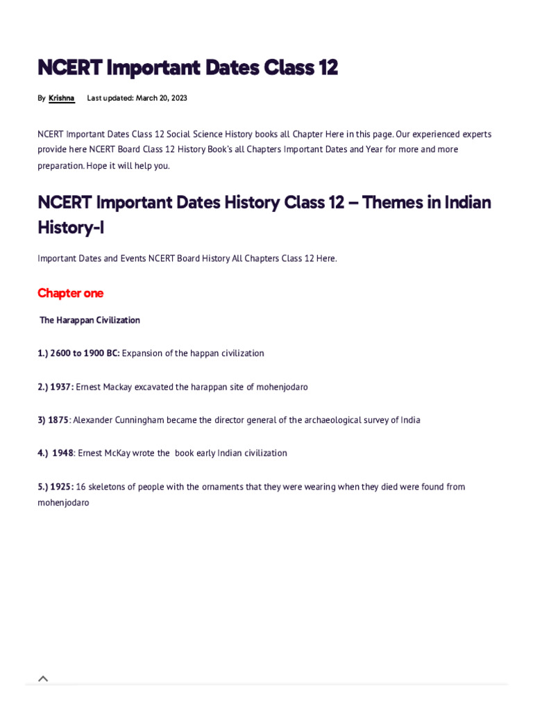 Class 12 History Important Dates Guide | PDF | All India Muslim League ...