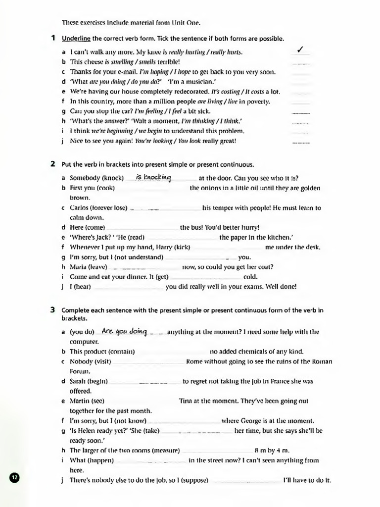 Grammar_Present Simple_Present Continuous_Extra Practice | PDF