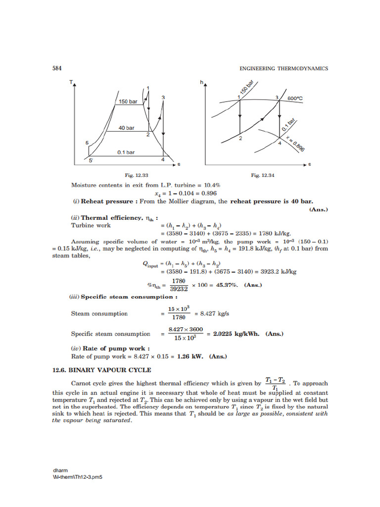Binary Vapour Power Cycle | PDF