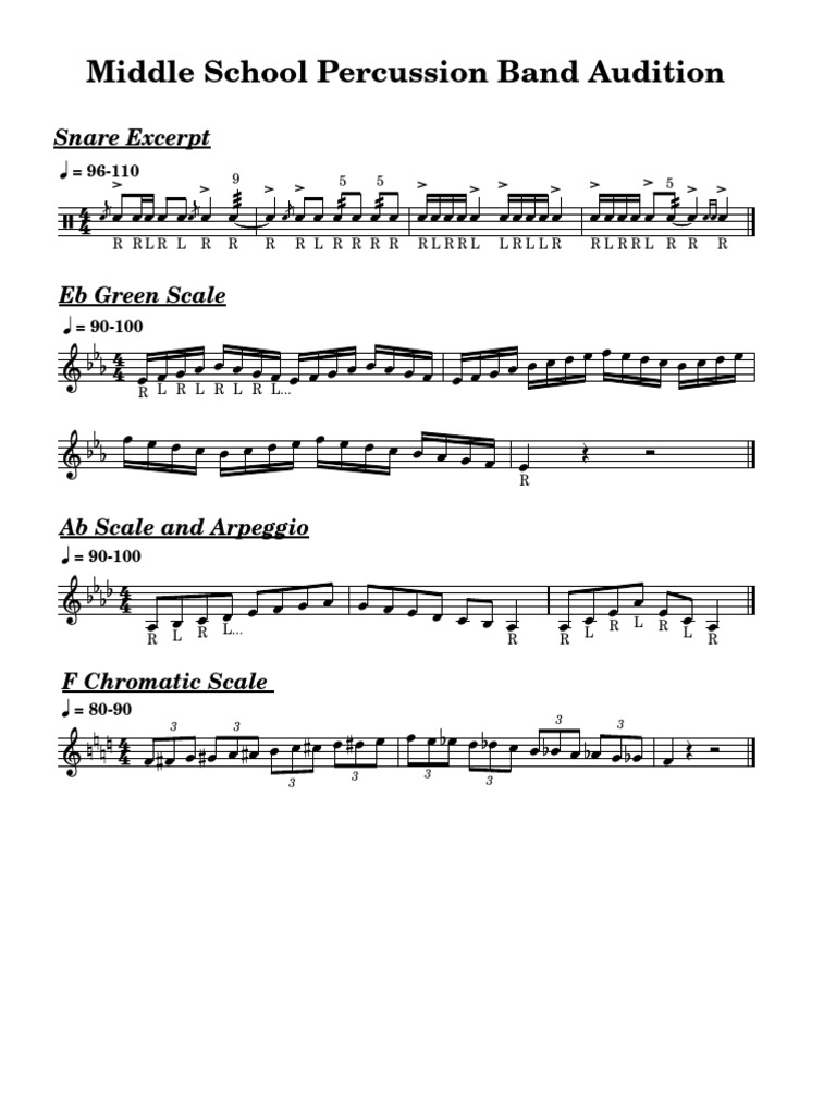 Middle School Percussion Band Auditions 2.0 | PDF