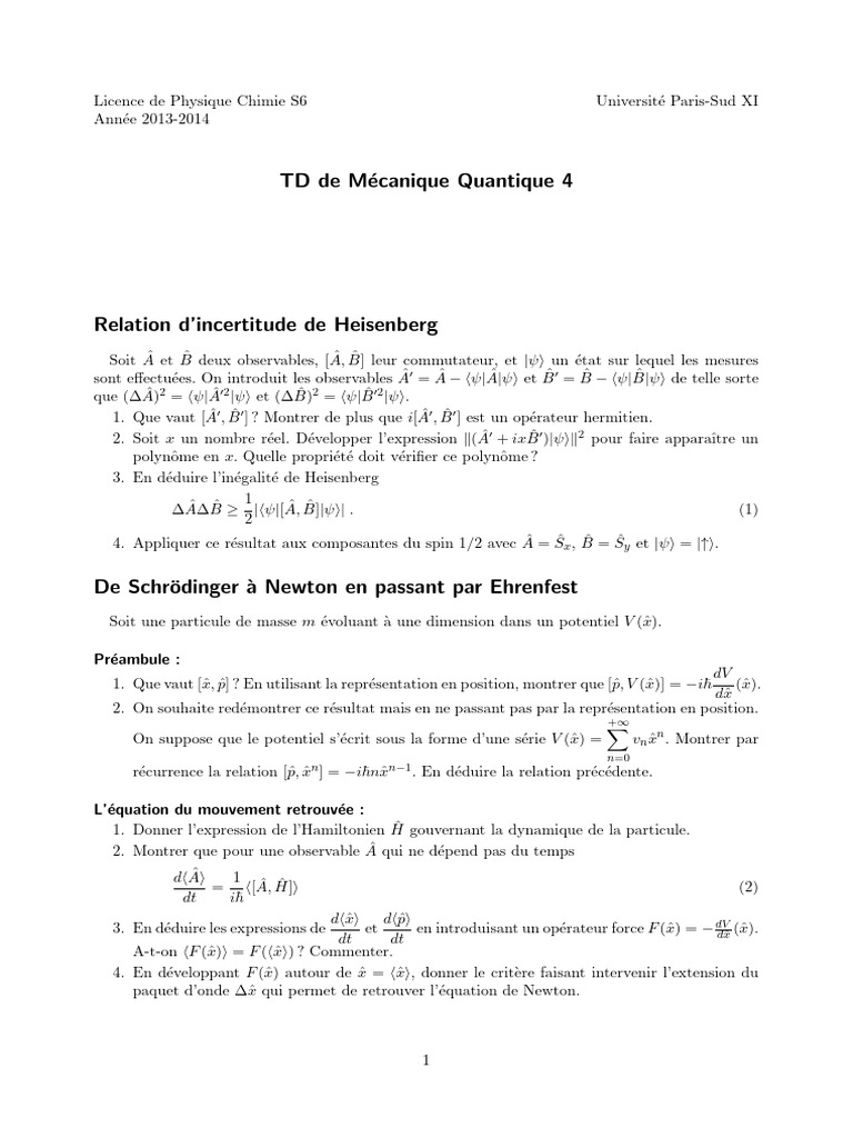 Relation d'incertitude de Heisenberg | PDF | Principe d'incertitude ...