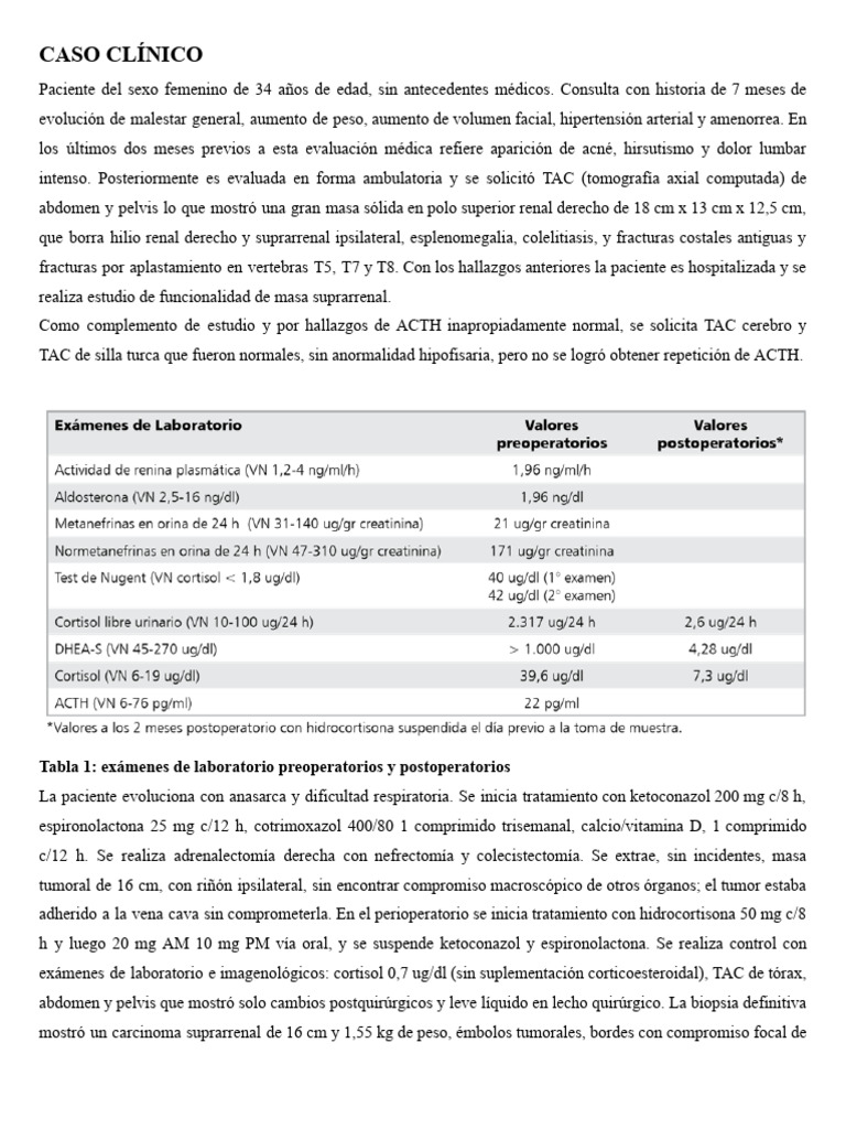 Carcinoma Suprarrenal: Caso Clínico y Tratamiento | PDF | Glándula ...