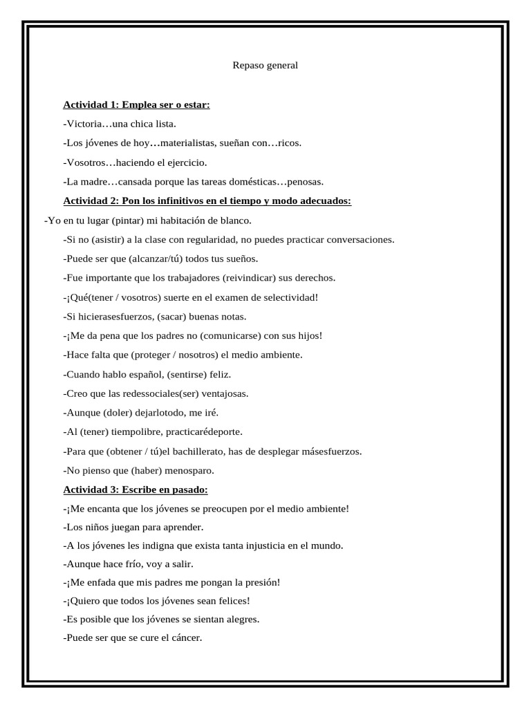 Actividades-Repaso-la-gramática_(1) | PDF | La dependencia de sustancias