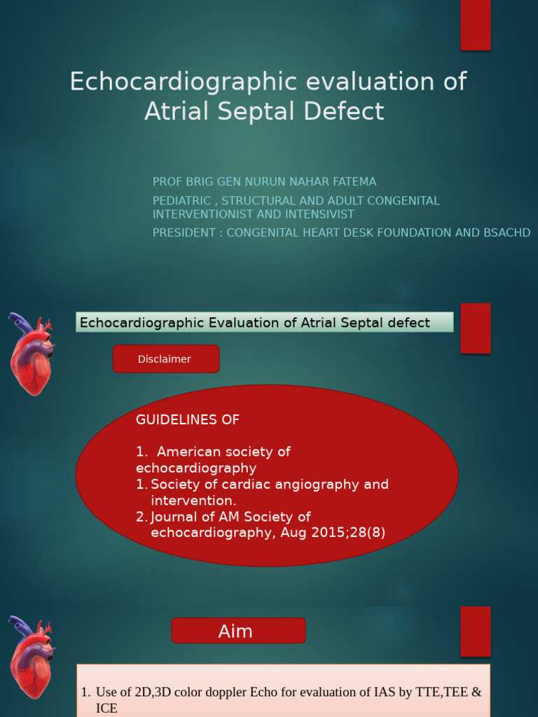 Echocardiographic Evaluation of atrial septal defect | PDF ...