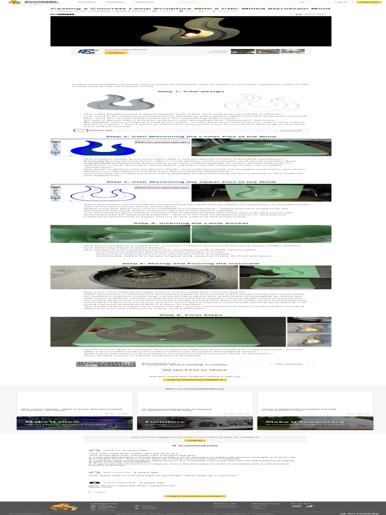 Casting A Concrete Lamp Sculpture With A CNC Milled Styrofoam Mold - 6 Steps (With Pictures ...
