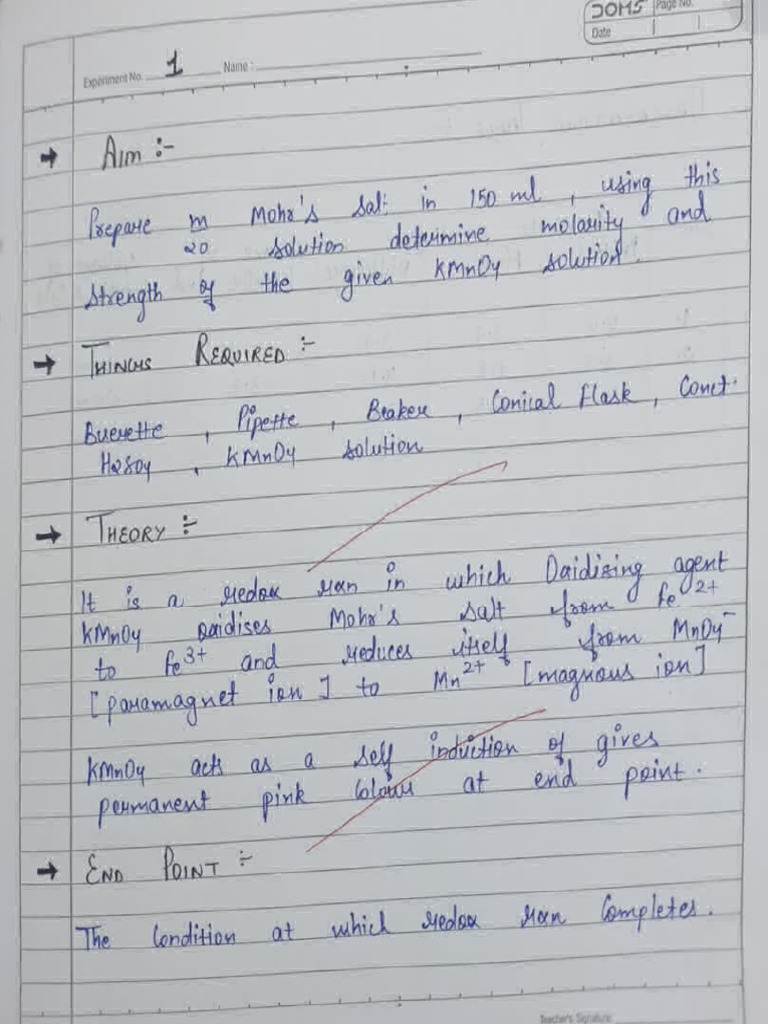 Chemistry Lab Notes | PDF