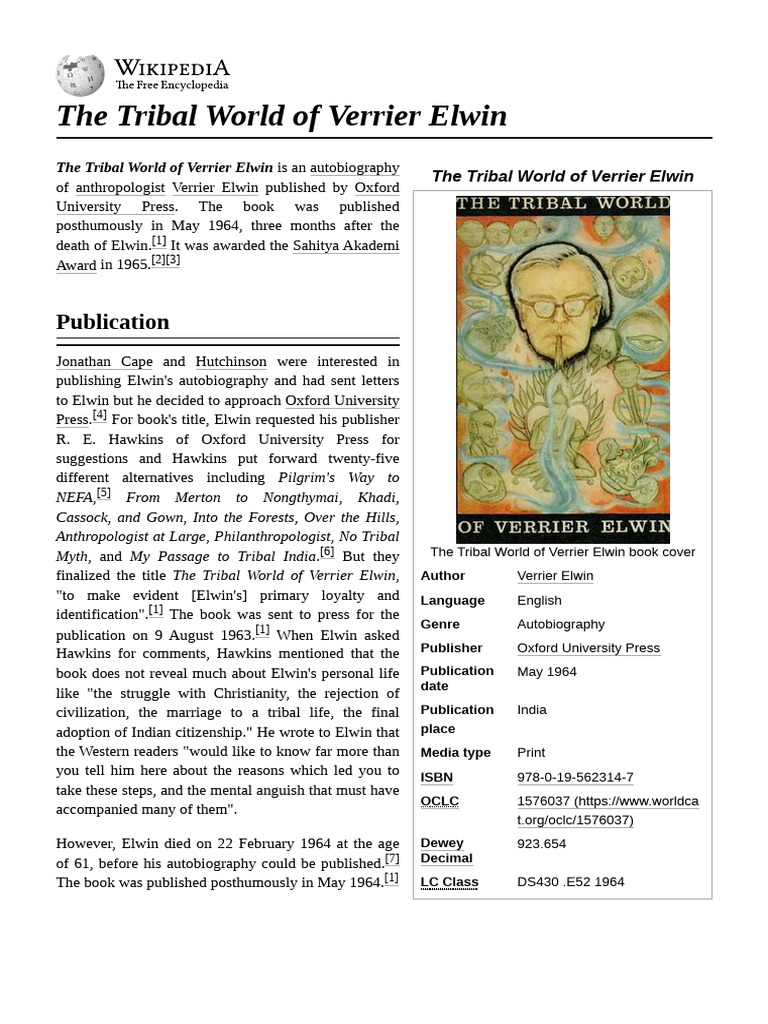 The Tribal World of Verrier Elwin | PDF | Autobiographies