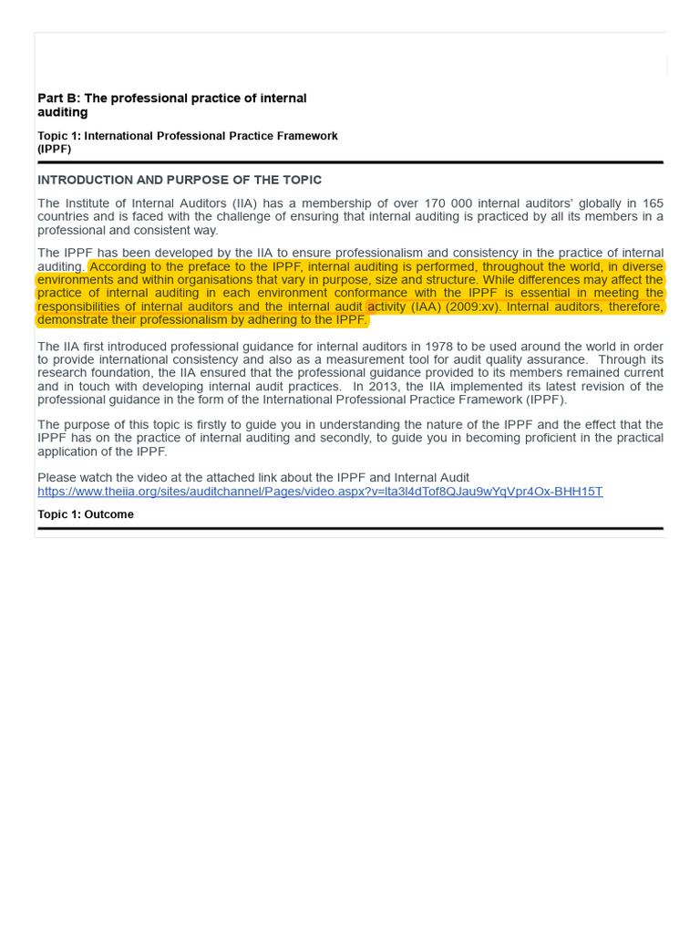 Part B: The Professional Practice of Internal Auditing | PDF