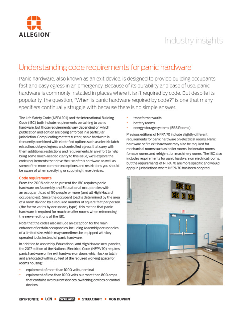 Understanding Code Requirements For Panic Hardware 110963 | PDF | Door ...