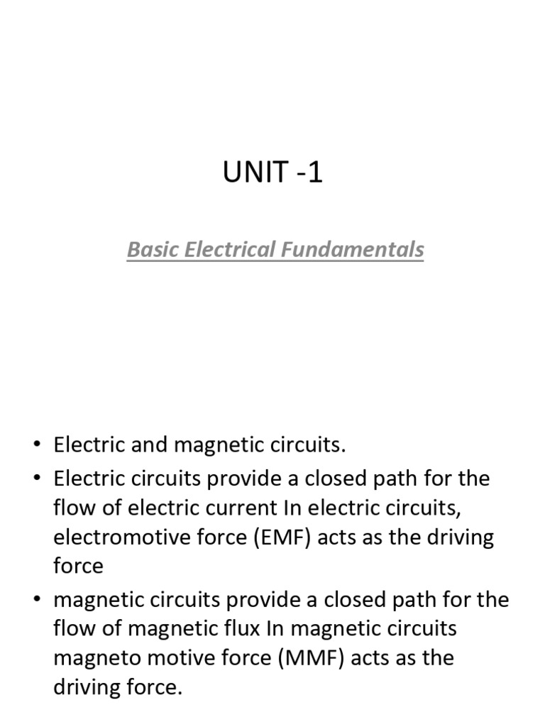 UNIT -1 BEE 2025 (1) (1) | PDF | Electromagnetic Induction | Magnetic Field