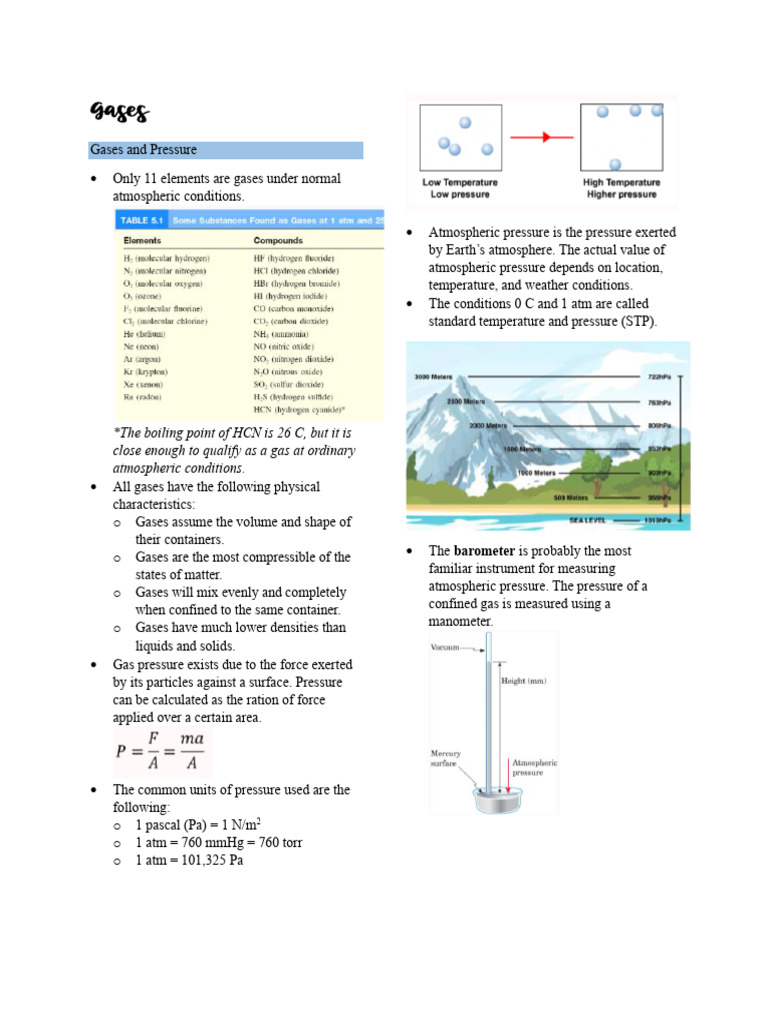 Lesson 4 Gases | PDF | Gases | Pressure