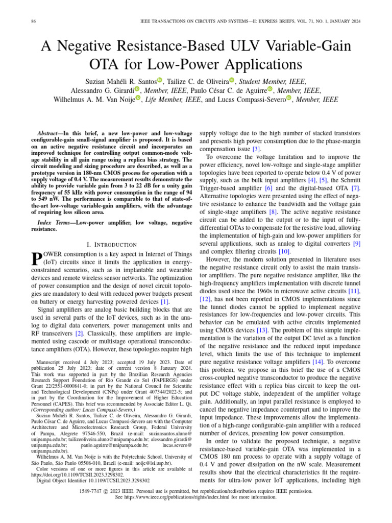 A Negative Resistance-Based ULV Variable-Gain OTA For Low-Power Applications | PDF | Amplifier ...