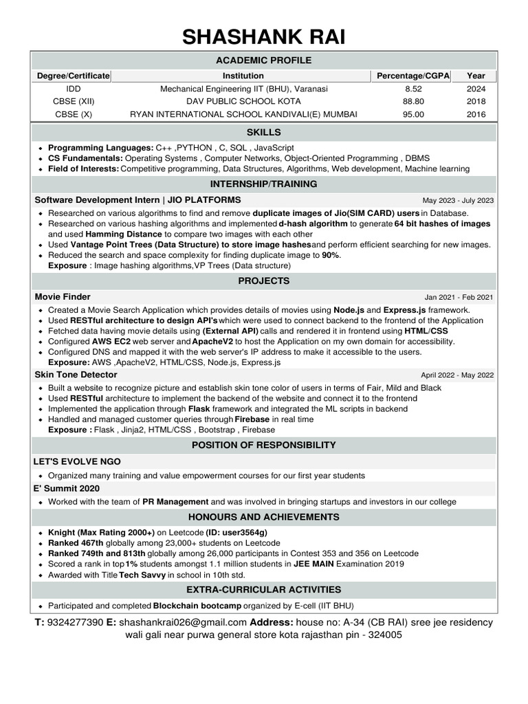 Shashank Rai Finaloffcampus | PDF | World Wide Web | Internet & Web