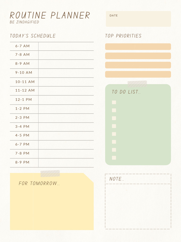 Daily Routine Planner | PDF