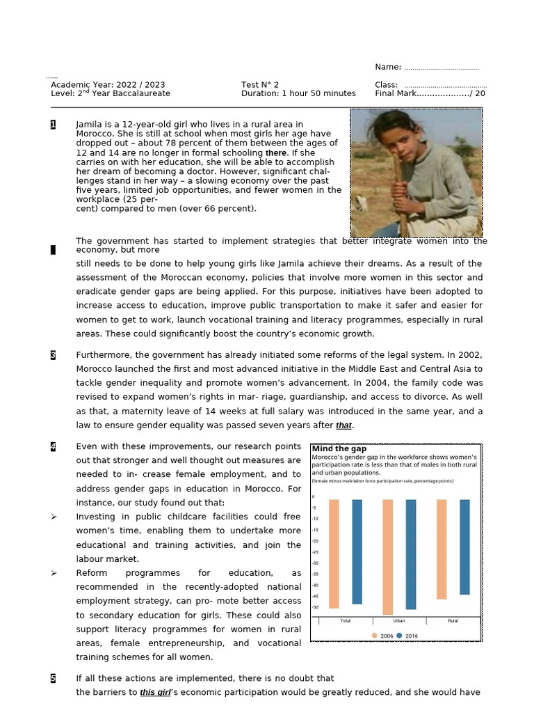 Gender Inequality and Education in Morocco | PDF | Literacy | Morocco