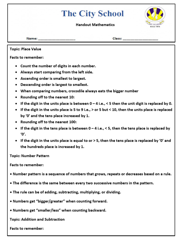 Essential Math Concepts for Students | PDF | Division (Mathematics) | Multiplication