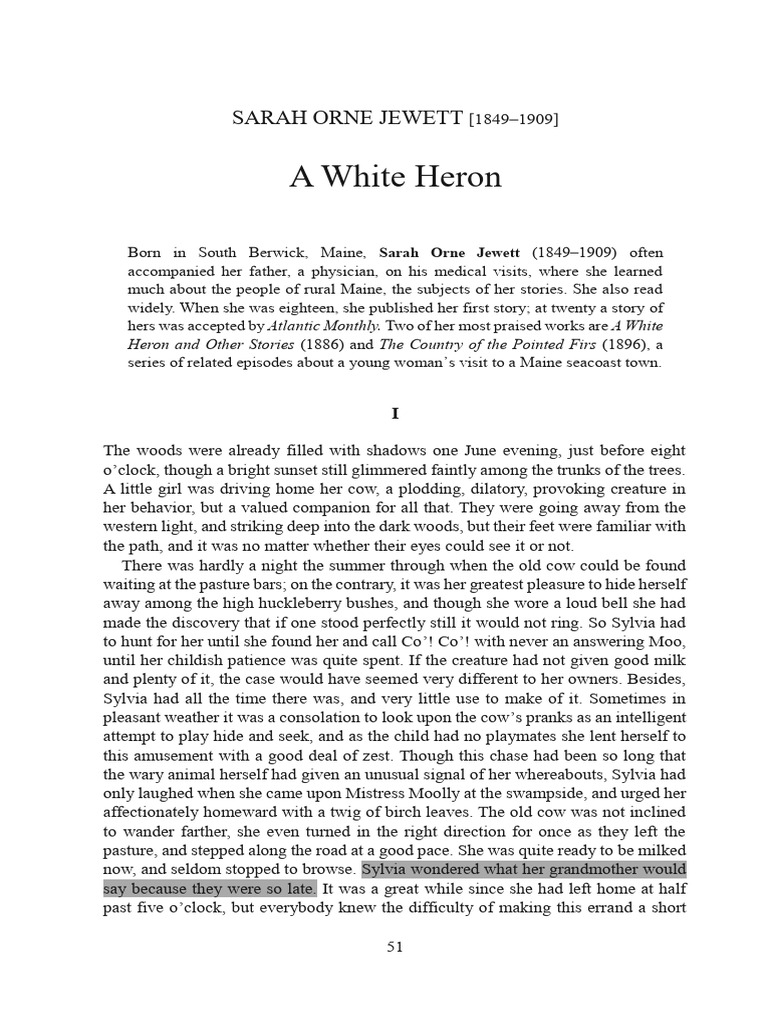 Jewett A White Heron | PDF