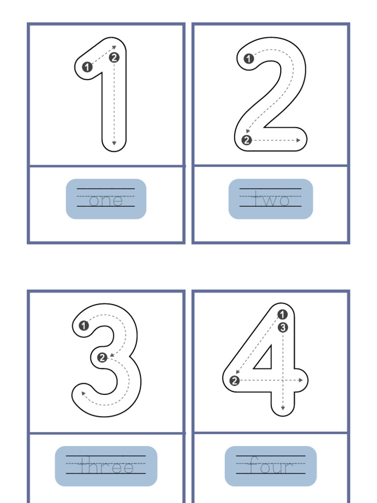 Number Trace Flashcards 1 20 | PDF