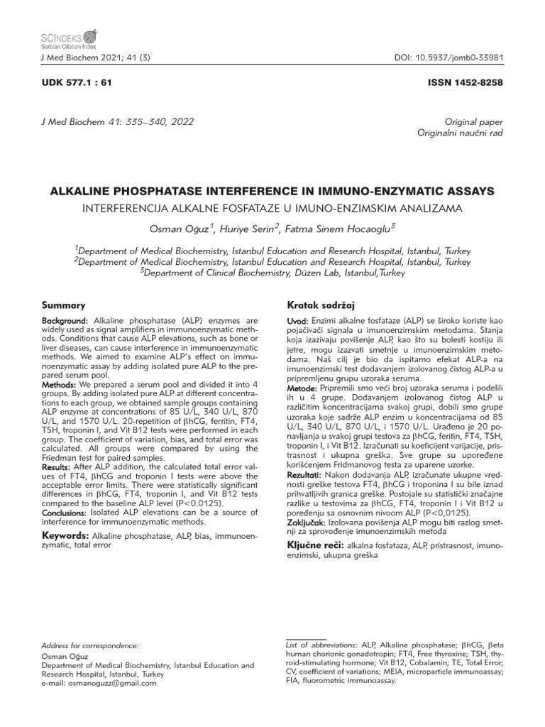 Alkaline phosphatase interference in immuno-enzymatics assays | PDF ...