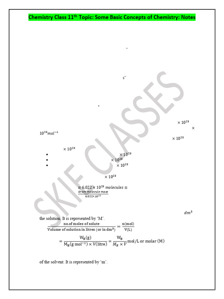 Some Basic Concepts O 2 Pdf Mole Unit Molecules
