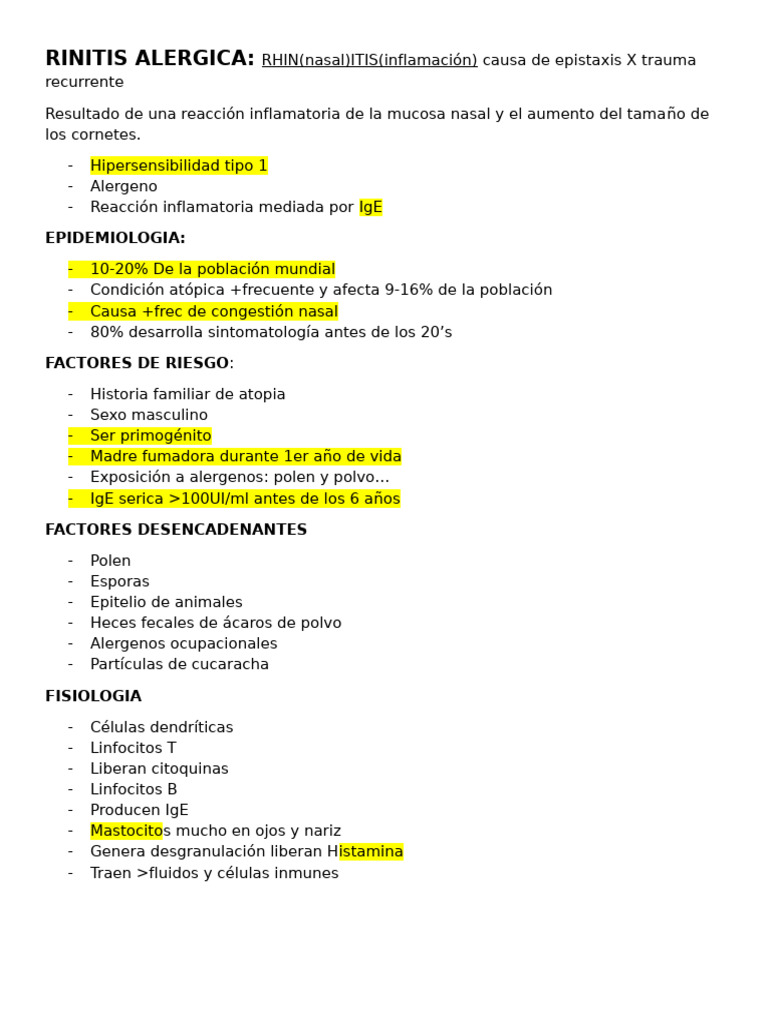 Rinitis Alergica | PDF | Alergia | Resfriado comun