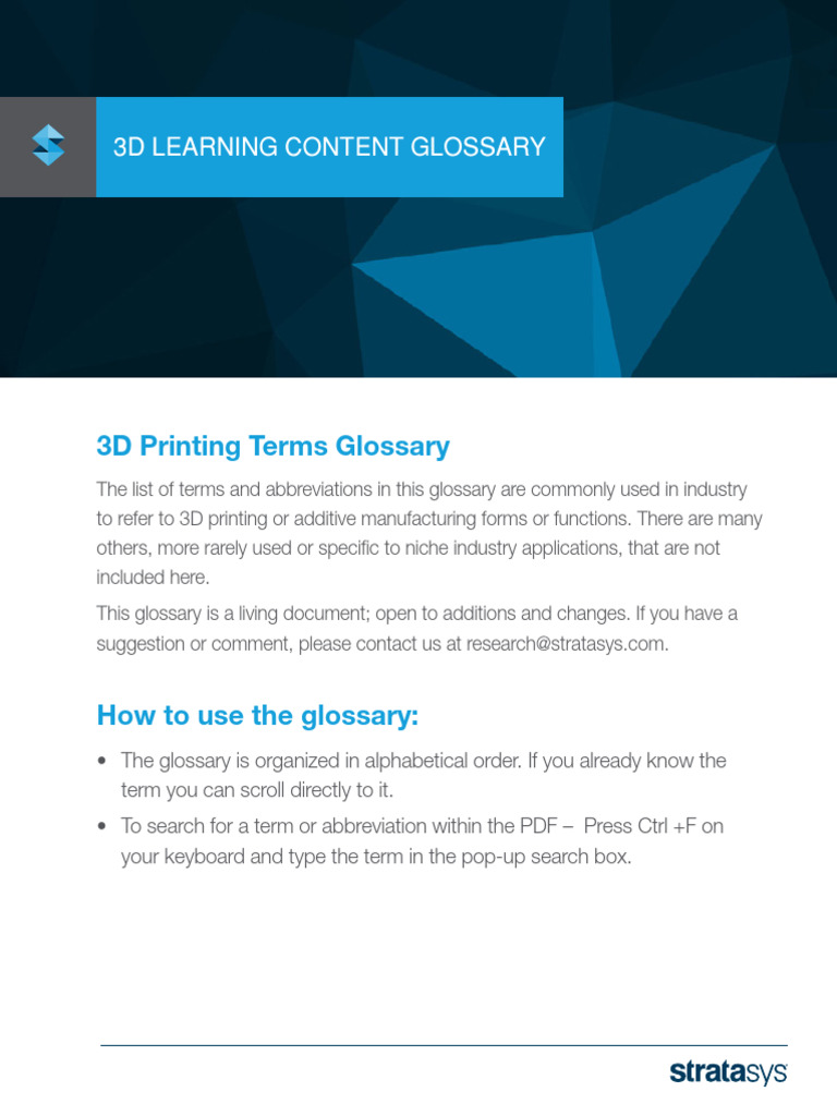3d Learning Content Glossary | PDF | 3 D Printing | 3 D Modeling