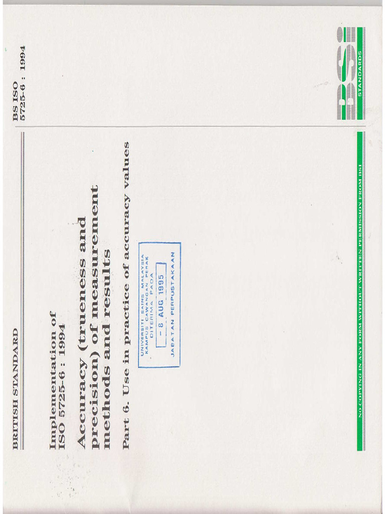 ISO 5725-6 - Accuracy of Measurement Methods and Results - Use in ...
