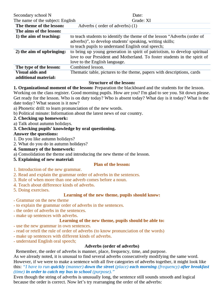 11 - Inlis II M | PDF | Adverb | English Language