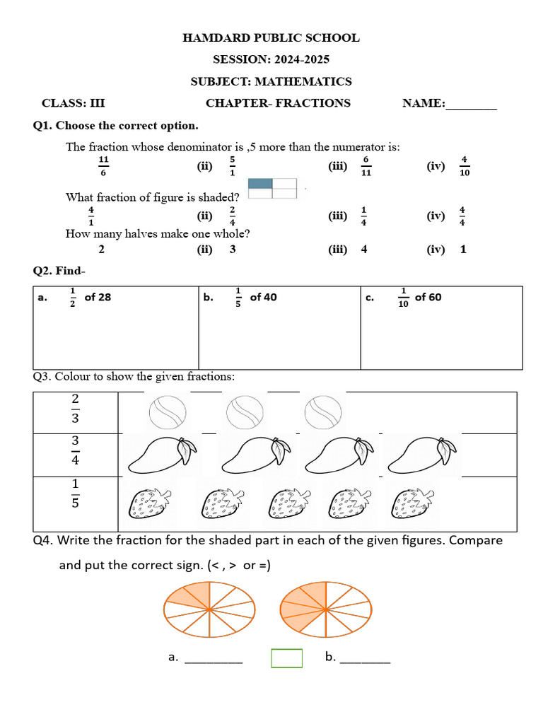 Class 3 Practice Worksheet | PDF | Division (Mathematics) | Elementary ...