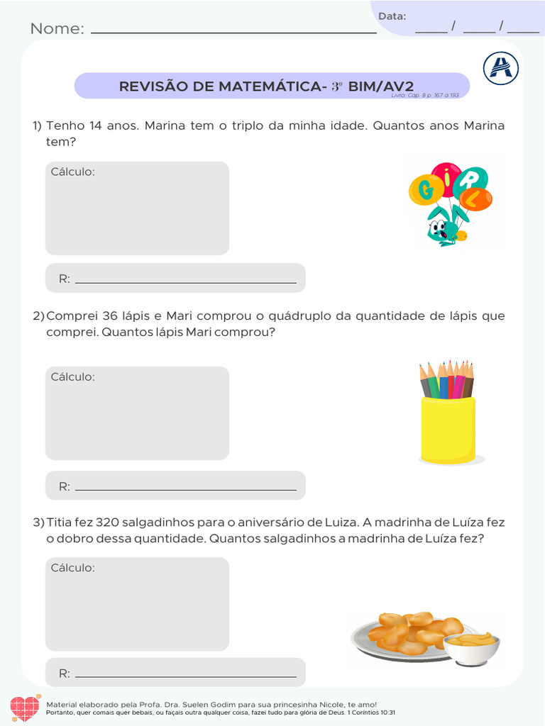 Revisão de Matemática_3º bimestre_AV2 | PDF