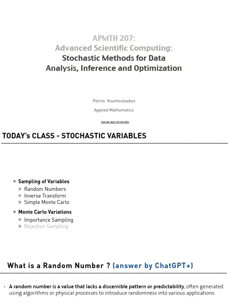 AM207 2 Transforms Sampling | PDF | Randomness | Monte Carlo Method