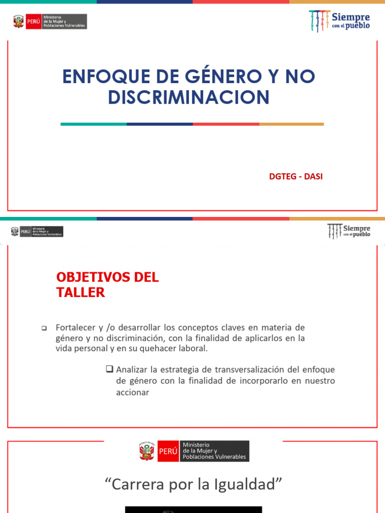 ENFOQUE DE GENERO yNO DISCRIMINACION | PDF | Mujer | Igualdad de género