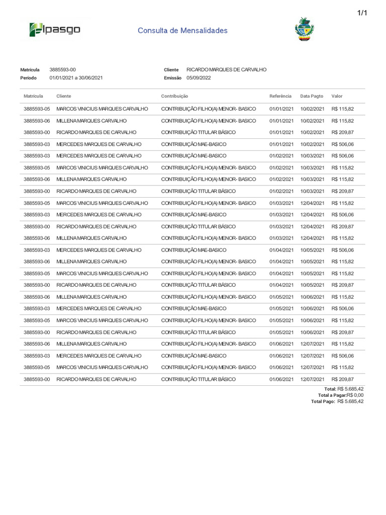 Comprovante Ipasgo | PDF