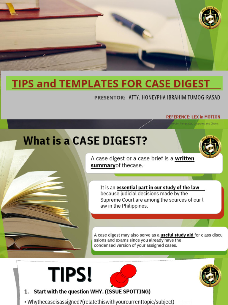 TIPS and TEMPLATES FOR CASE DIGEST by ATTY HONEYPHA IBRAHIM TUMOG | PDF ...
