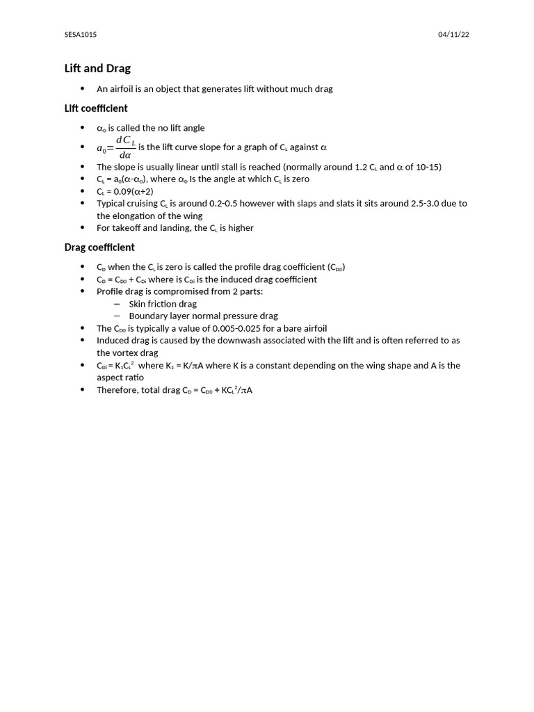 Lift and Drag | PDF